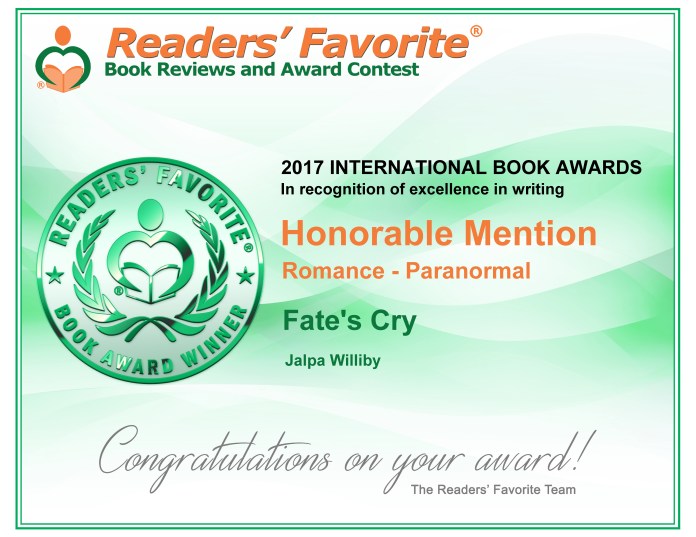 Readers’ Favorite Book Awards 2017 | Jalpa Williby